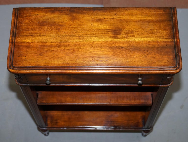 Theodore Alexander Dwarf Open Bookcase with Single Drawers Leather Clad ...
