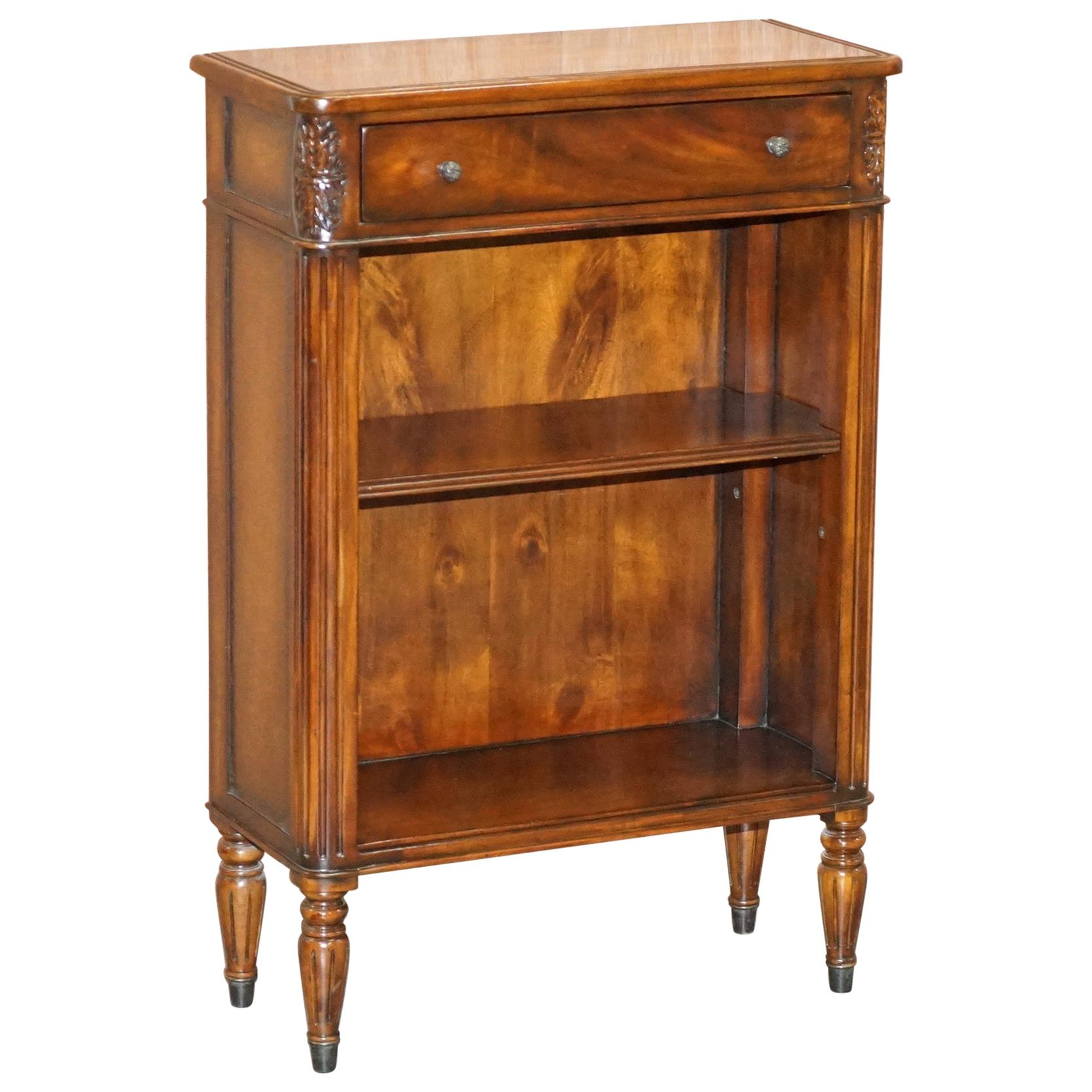 Theodore Alexander Dwarf Open Bookcase with Single Drawers Leather Clad ...