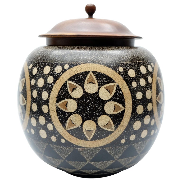 Theodore Alexander Flower and Dots Design Ceramic Vase For Sale at 1stDibs