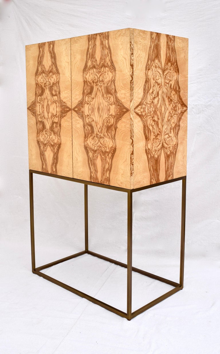 Theodore Alexander Keno Bros, Collection Burl and Brass Bar Cabinet For ...