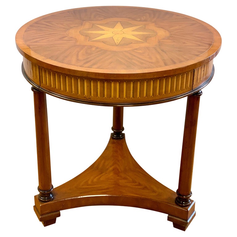 Theodore Alexander Signed Round Marquetry Table at 1stDibs