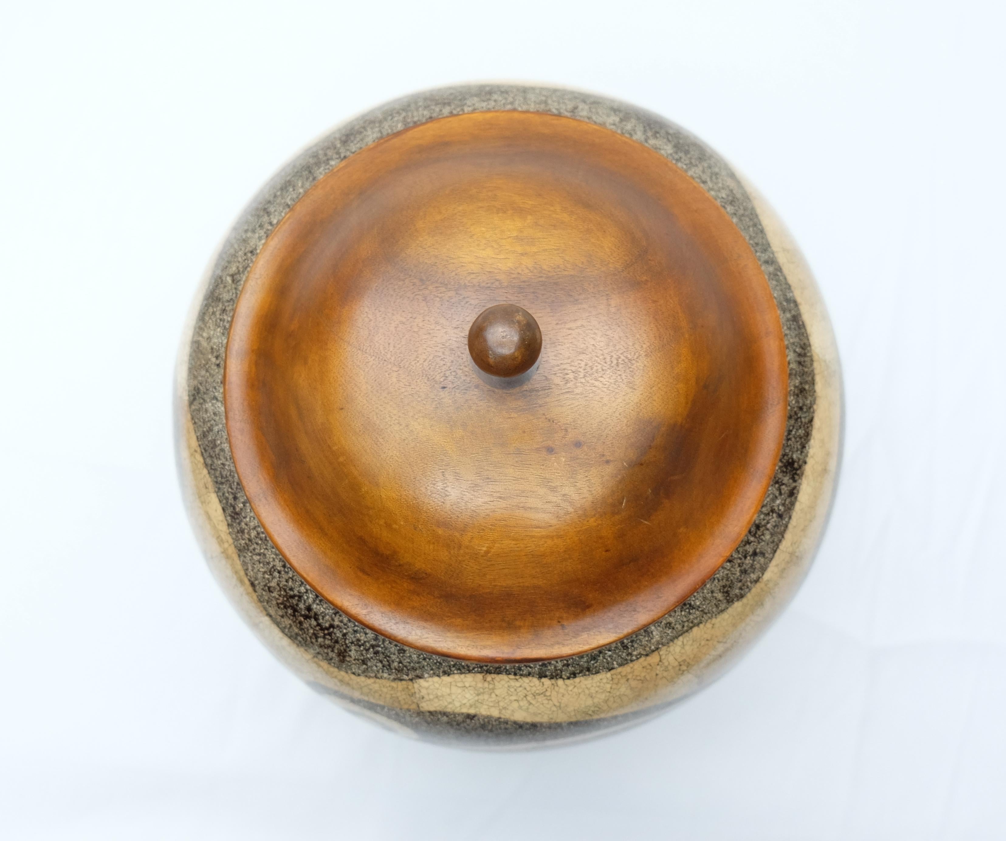 Theodore Alexander Striped Pattern Ceramic Vase with Lid at 1stDibs