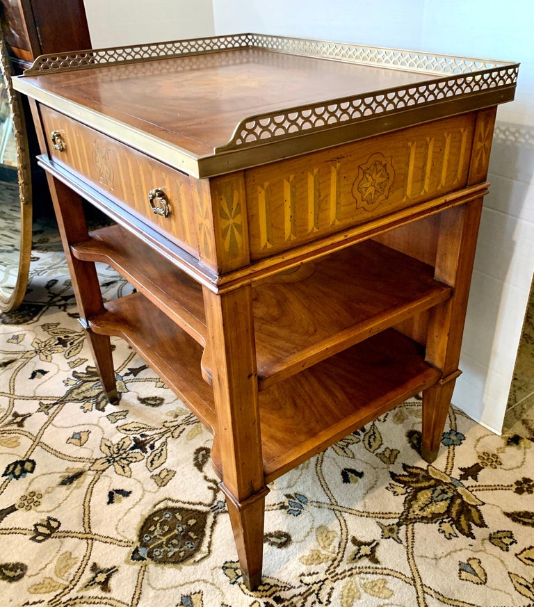 Theodore Alexander Three Tiered Marquetry Table at 1stDibs