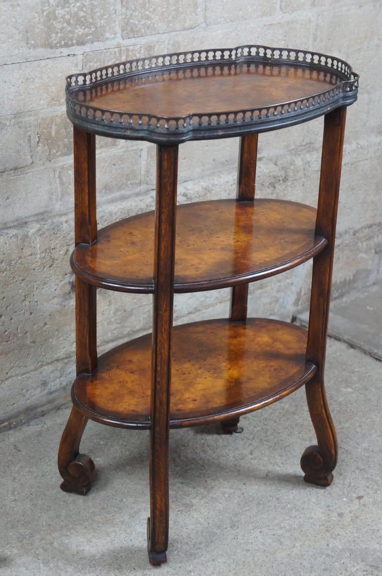 Theodore Alexander Tiered Burl Wood English Side Accent Table w Gallery ...