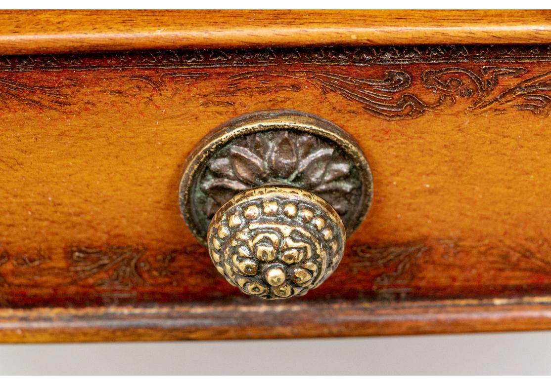 Theodore Alexander Tooled Leather Top Cocktail Table With Boot Form ...