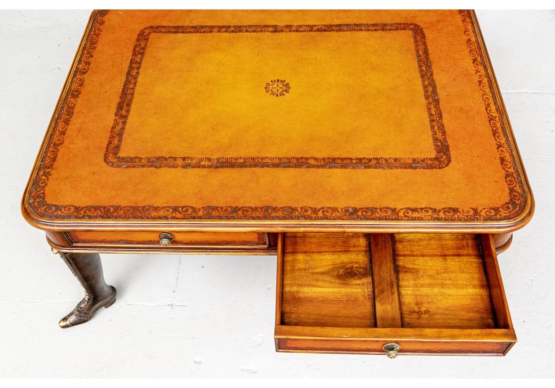 Theodore Alexander Tooled Leather Top Cocktail Table With Boot Form ...