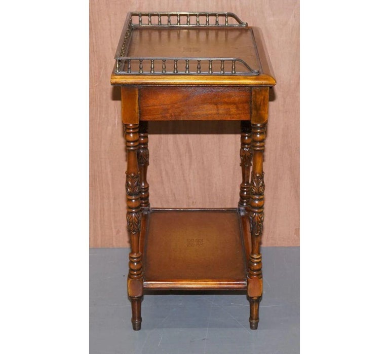 Theodore Alexander Vintage Walnut Side Table in Leather Inlay For Sale ...