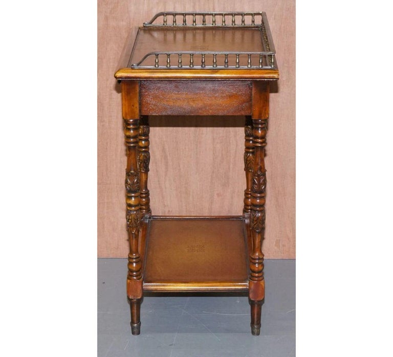 Theodore Alexander Vintage Walnut Side Table in Leather Inlay For Sale ...