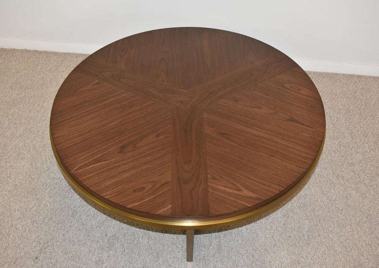 Theodore Alexander Walnut and Brass Modern Coffee Table For Sale at 1stDibs