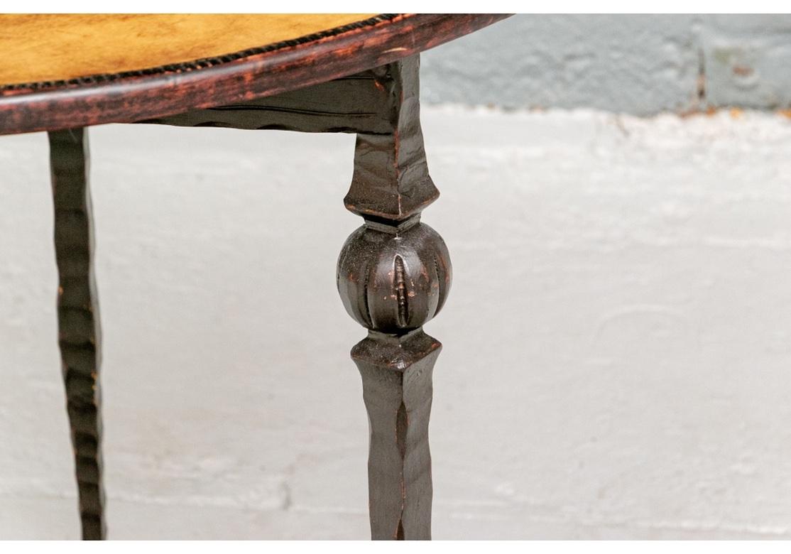 Theodore and Alexander Leather Top Center Table with Iron Base For Sale ...