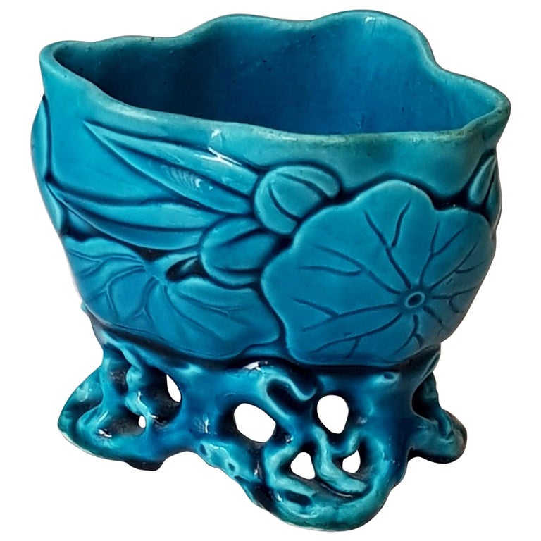 Théodore Deck Persian Blue Enameled Faience Waterlily Cup, circa 1870 ...