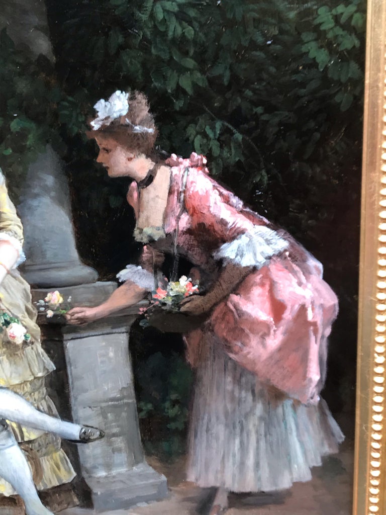 Theodore Levigne - The Flower Girl - Genre Scene 18th Century For Sale ...