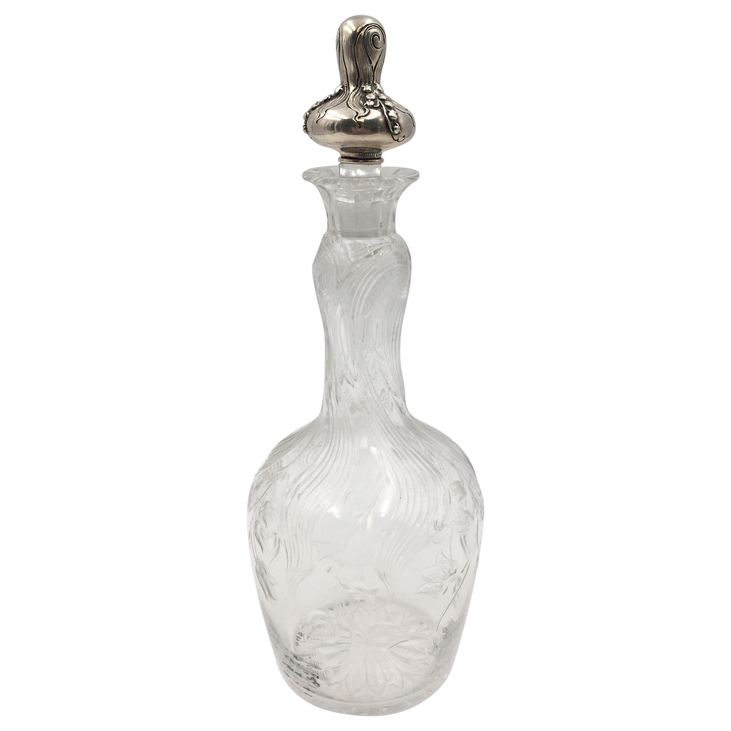 Crystal and Silver Claret Jug at 1stDibs