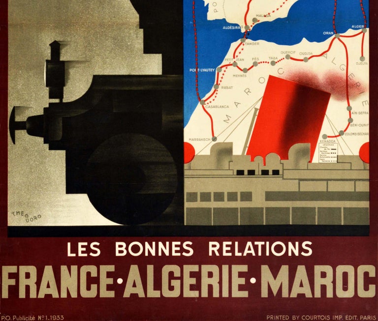Theodoro - Original Vintage Paris Orleans Railway Poster France Algeria ...
