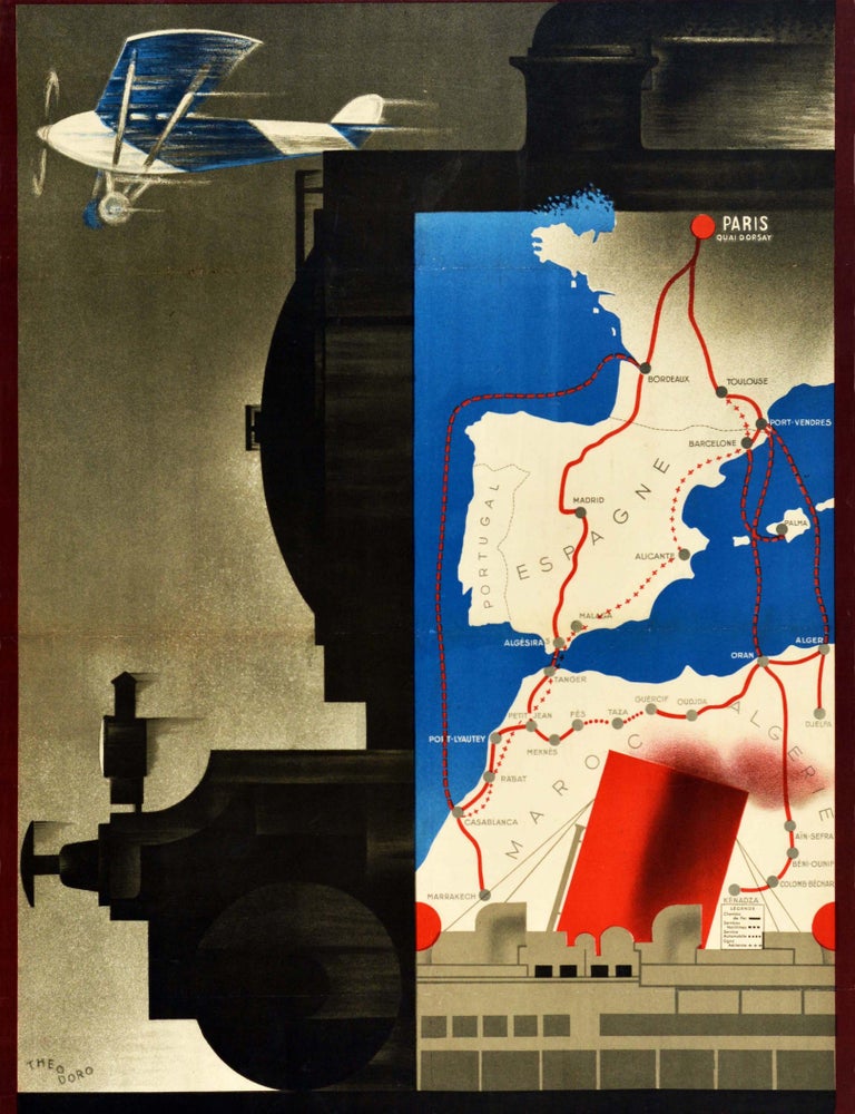 Theodoro - Original Vintage Paris Orleans Railway Poster France Algeria ...
