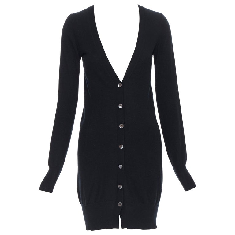 THEORY 100% cashmere mother of pearl buttons long line cardigan sweater ...
