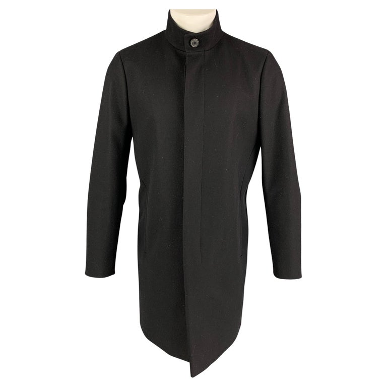 THEORY Size M Black Wool Blend Hidden Buttons Coat For Sale at 1stDibs