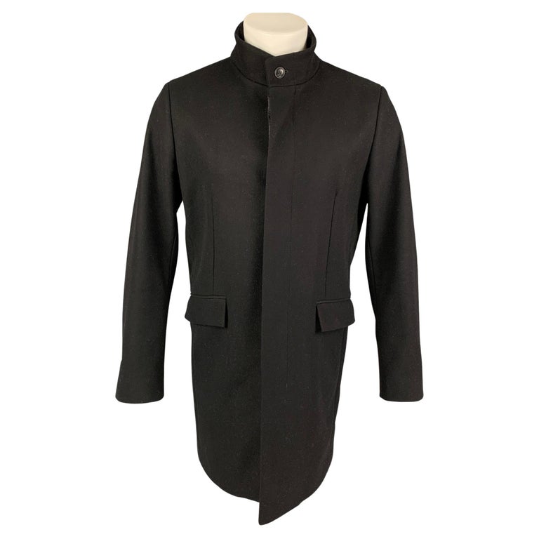 THEORY Size M Black Wool Blend Hidden Placket Coat For Sale at 1stDibs