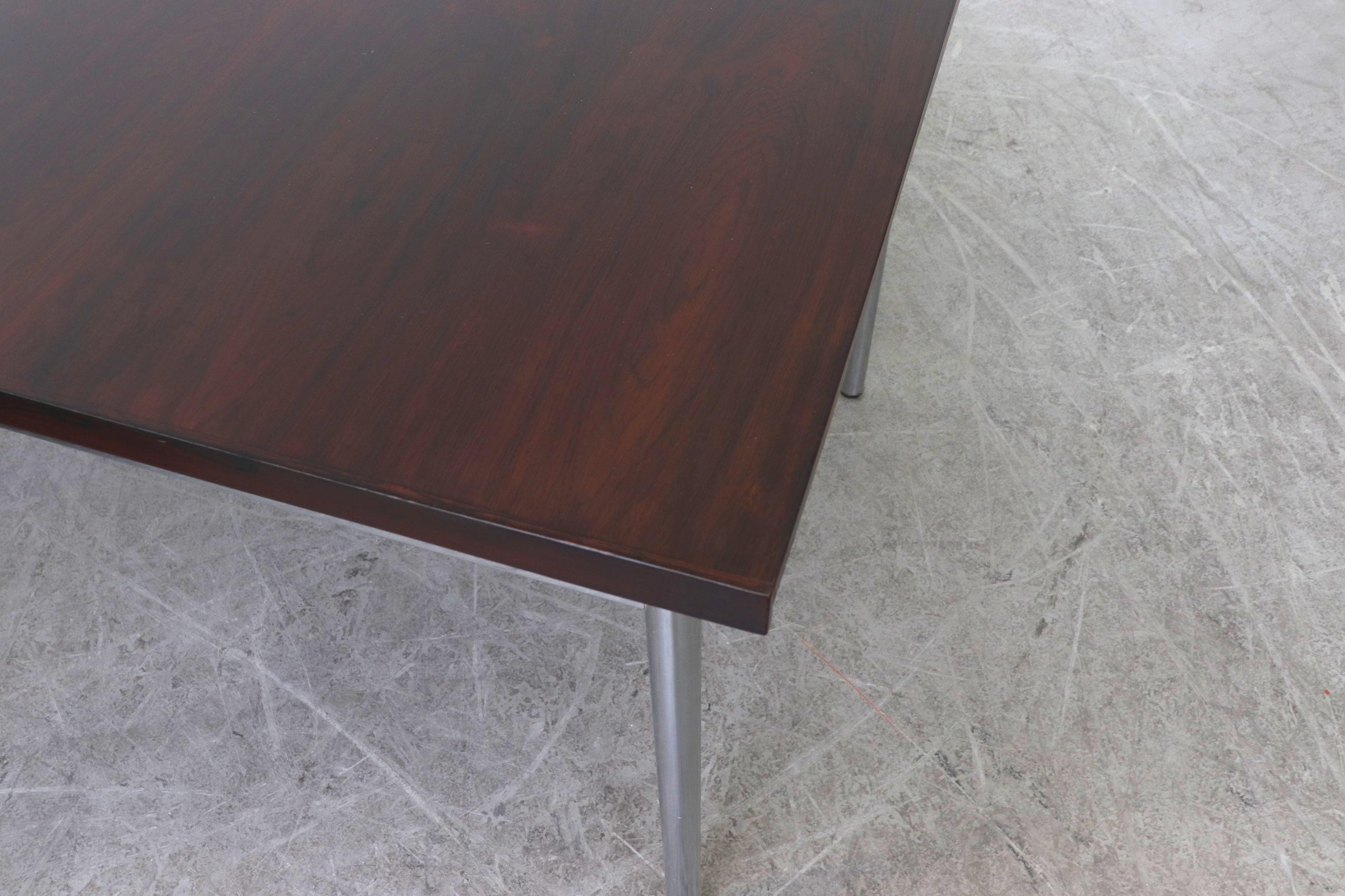 Thereca Rosewood and Chrome Dining Table with Leaf Extensions at ...
