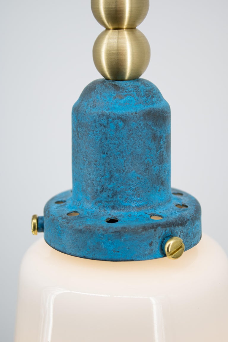 Therese Pendant Light with Prussian Blue and Satin Brass, Swag with ...