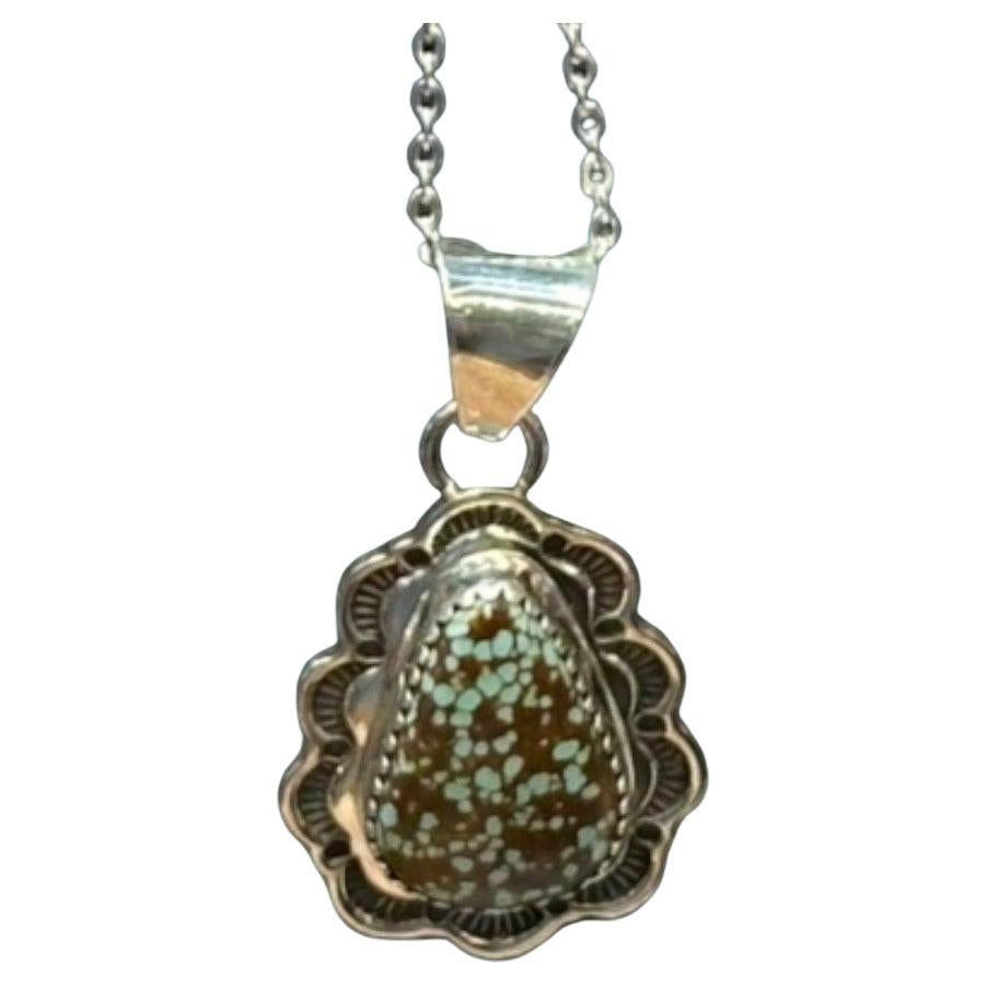 Native American Handmade Kingman Pendant - Sterling Silver and ...