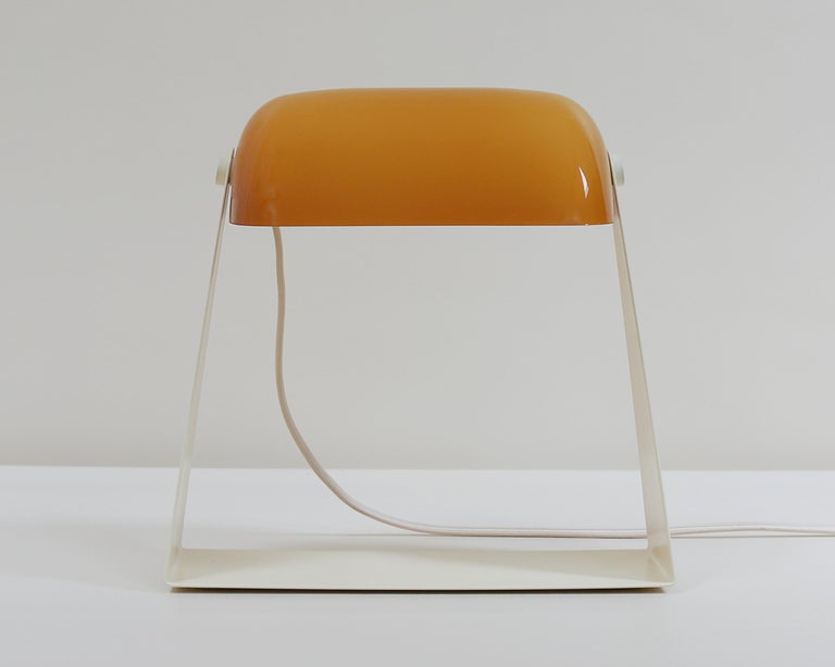 Thew Table Lamp in off White Powder Coat with Ochre Glass Shade by ...
