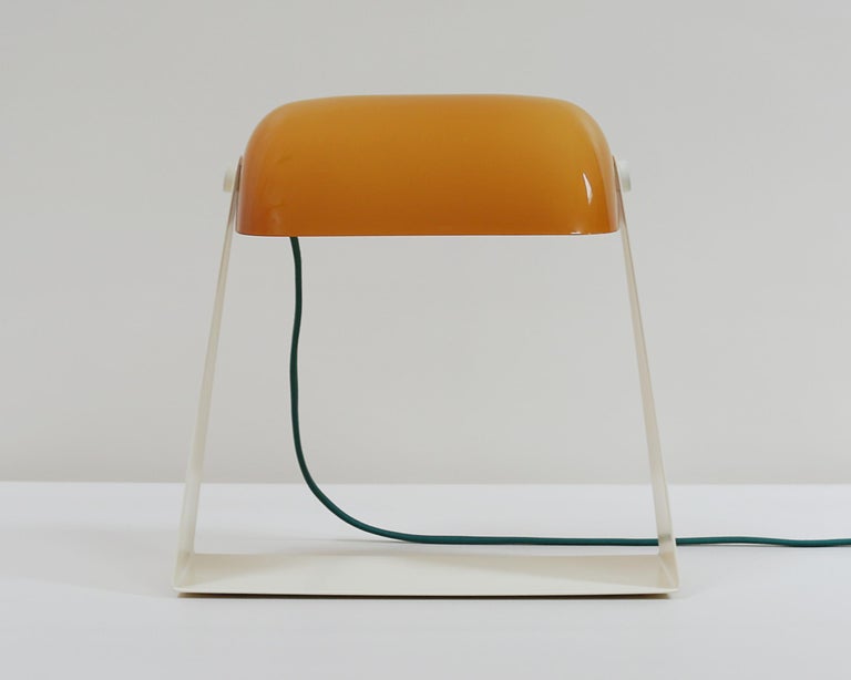 Thew Table Lamp in off White Powder Coat with Ochre Glass Shade by ...