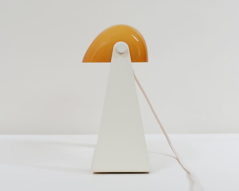 Thew Table Lamp in off White Powder Coat with Ochre Glass Shade by ...