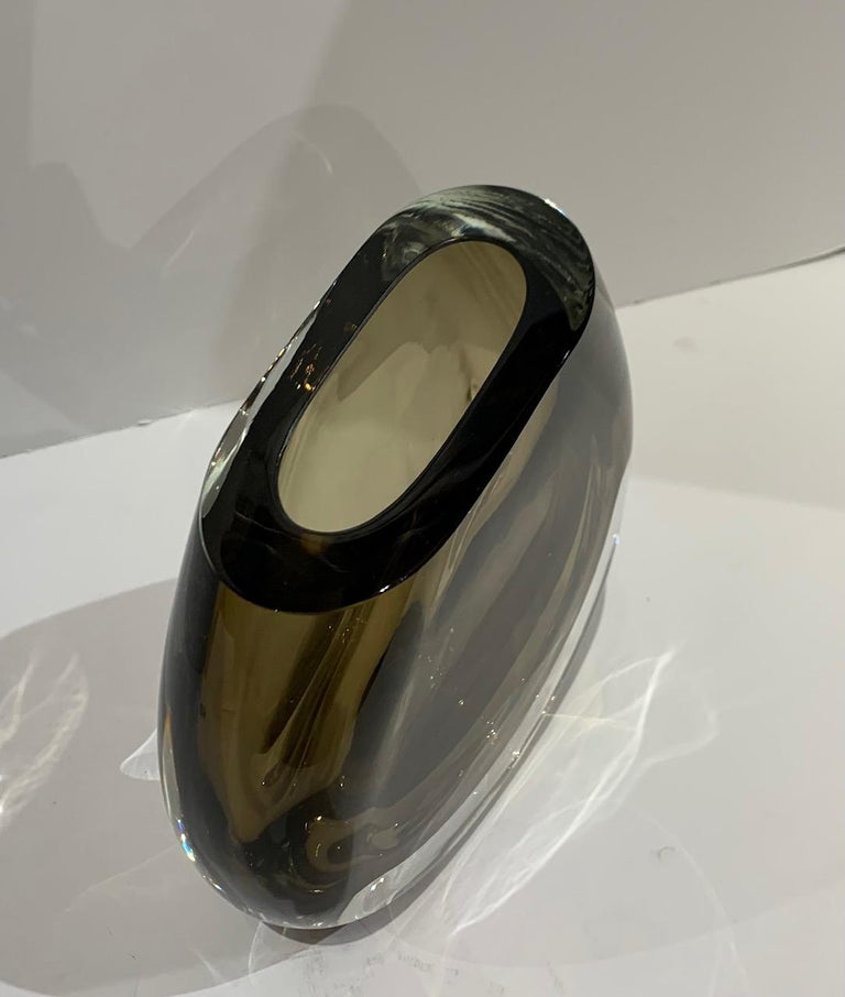 Thick Brown Glass Slanted Top Vase, Brazil, Contemporary For Sale at ...
