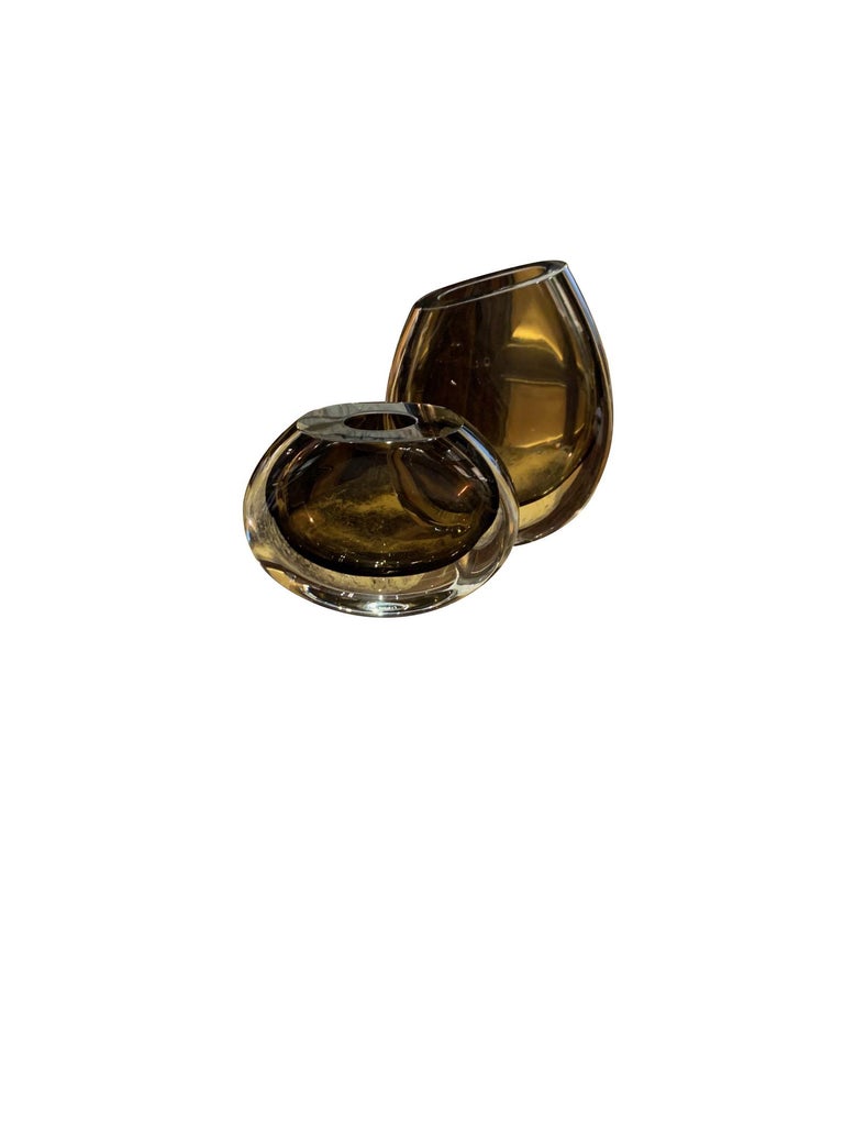 Thick Brown Glass Slanted Top Vase, Brazil, Contemporary For Sale at ...