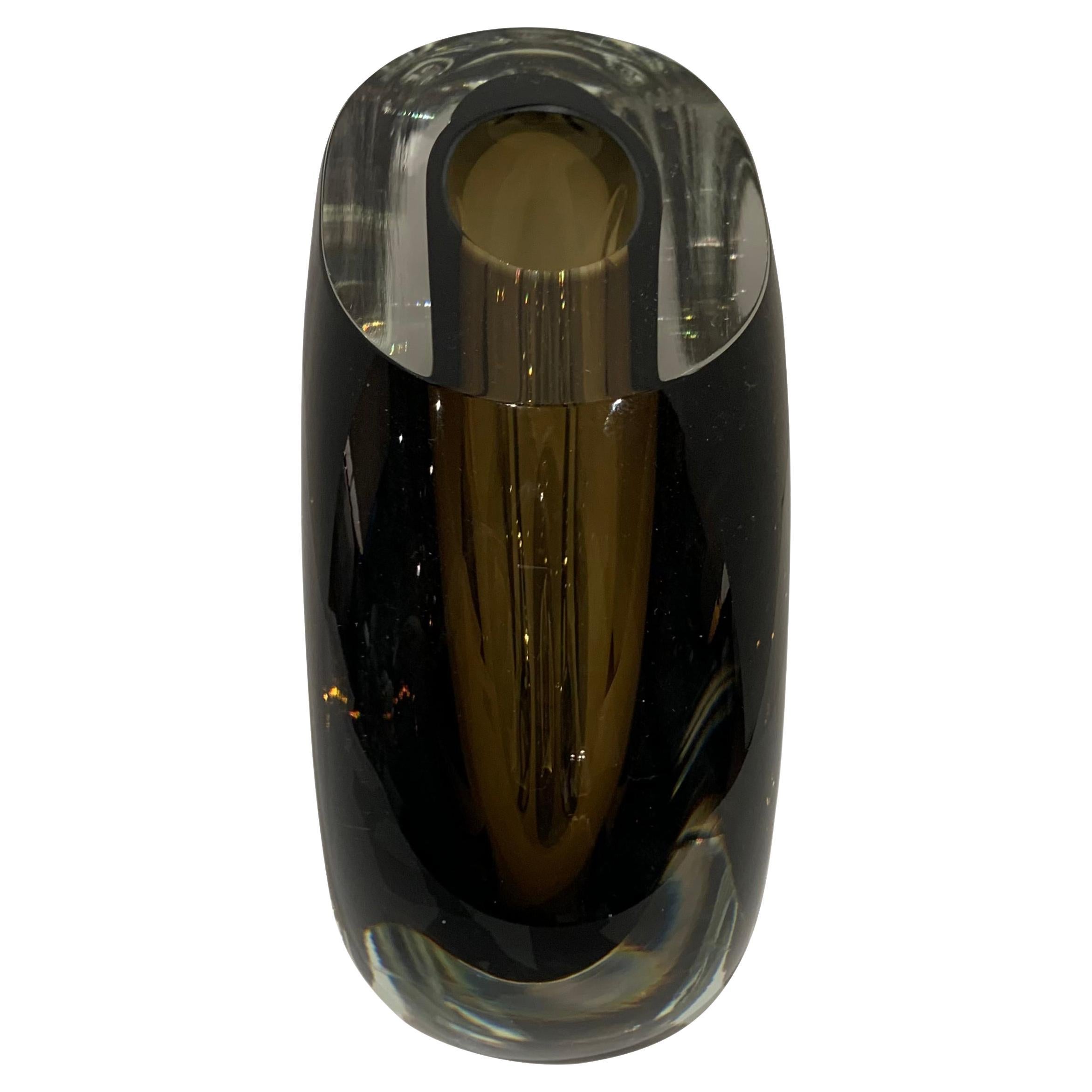 Thick Emerald Green Glass Vase, Brazil, Contemporary For Sale at 1stDibs