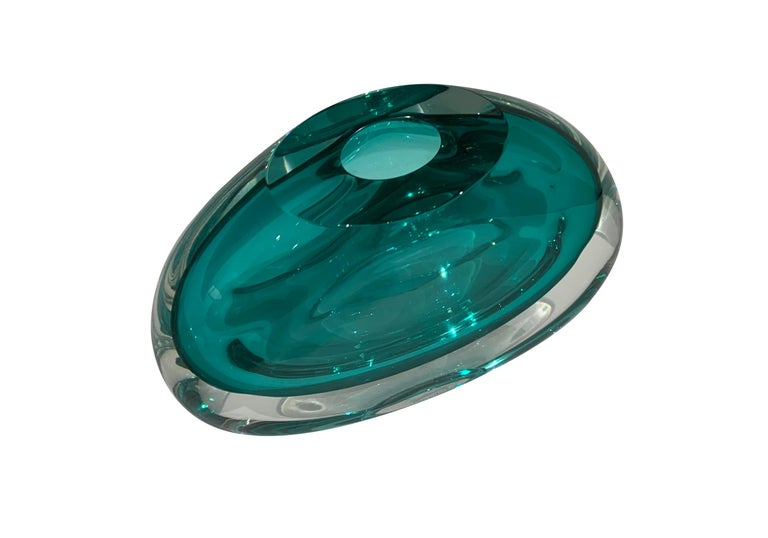 Thick Emerald Green Glass Vase, Brazil, Contemporary For Sale at 1stDibs