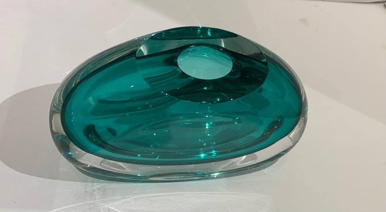 Thick Emerald Green Glass Vase, Brazil, Contemporary For Sale at 1stDibs