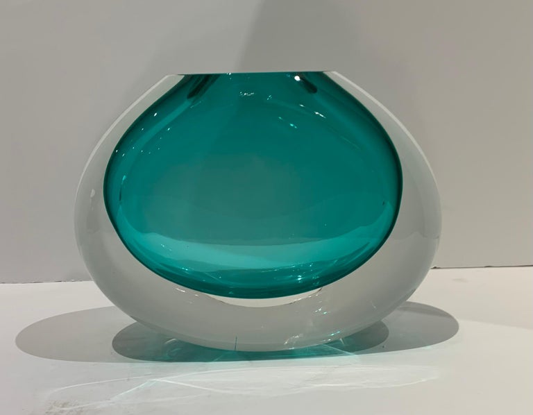 Thick Emerald Green Glass Vase, Brazil, Contemporary For Sale at 1stDibs