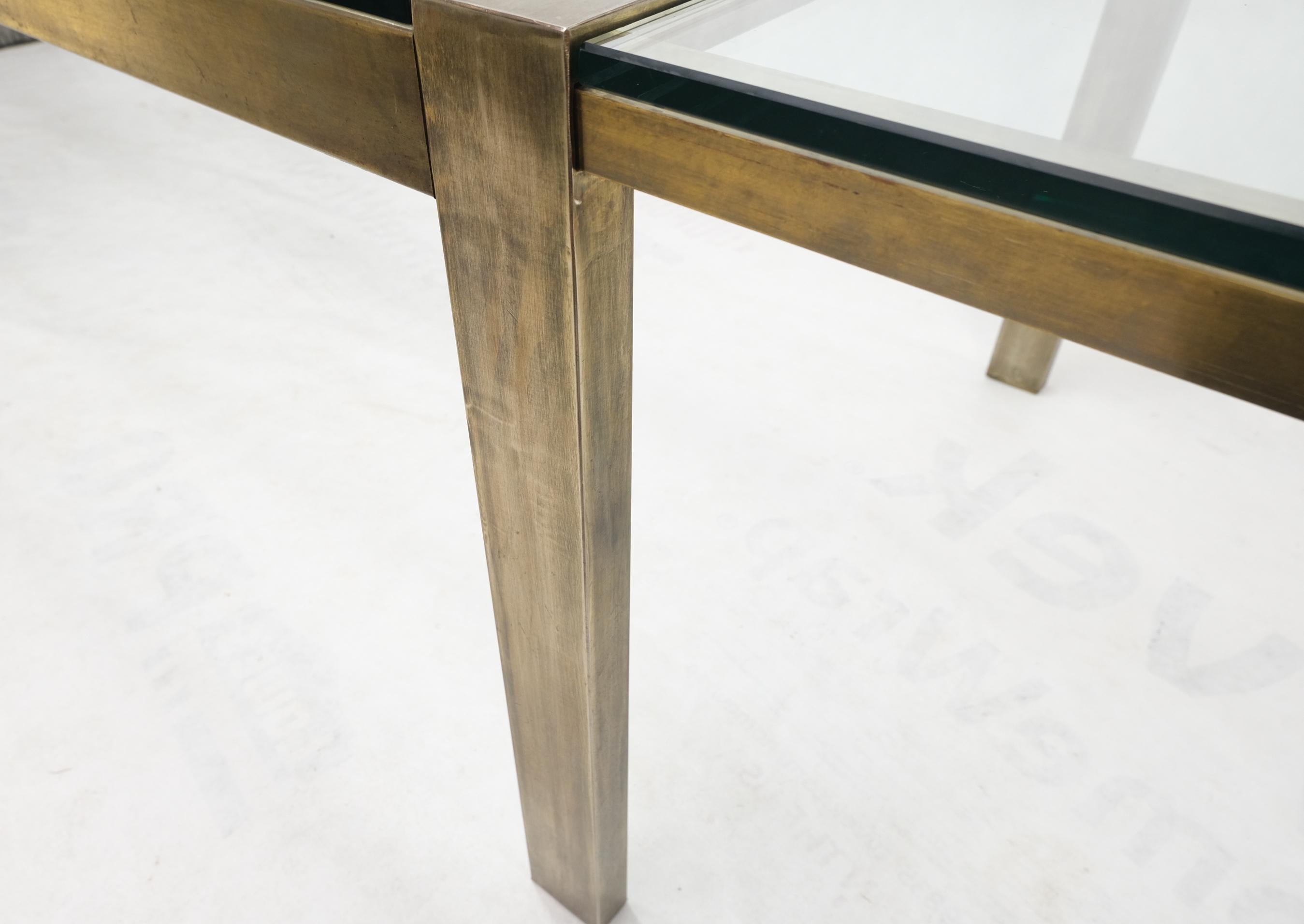 Thick Glass Top Metal Bronze Finish Frame Dining Table w/ 2 Extension ...