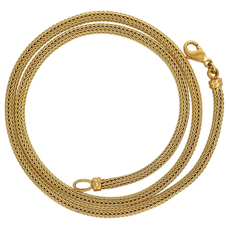 Thick Princess Length Round Woven Mesh Chain in Yellow Gold at 1stDibs