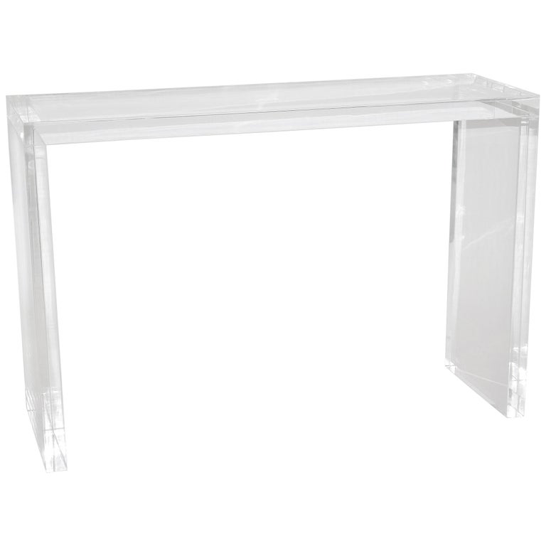 Thick Slab Lucite Console Table at 1stDibs