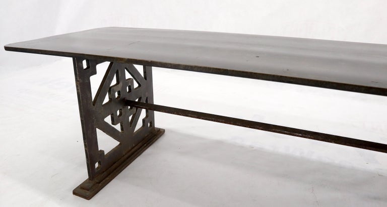 Thick Solid Steel Plate Top Pierced Base Coffee Table Steam Punk Coffee ...