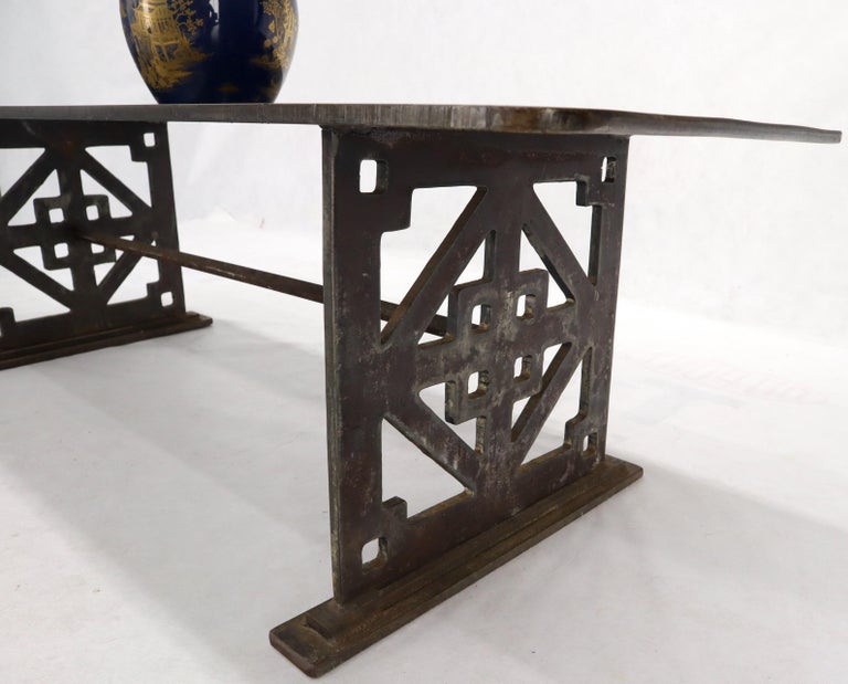 Thick Solid Steel Plate Top Pierced Base Coffee Table Steam Punk Coffee ...