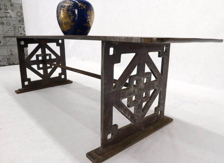 Thick Solid Steel Plate Top Pierced Base Coffee Table Steam Punk Coffee ...