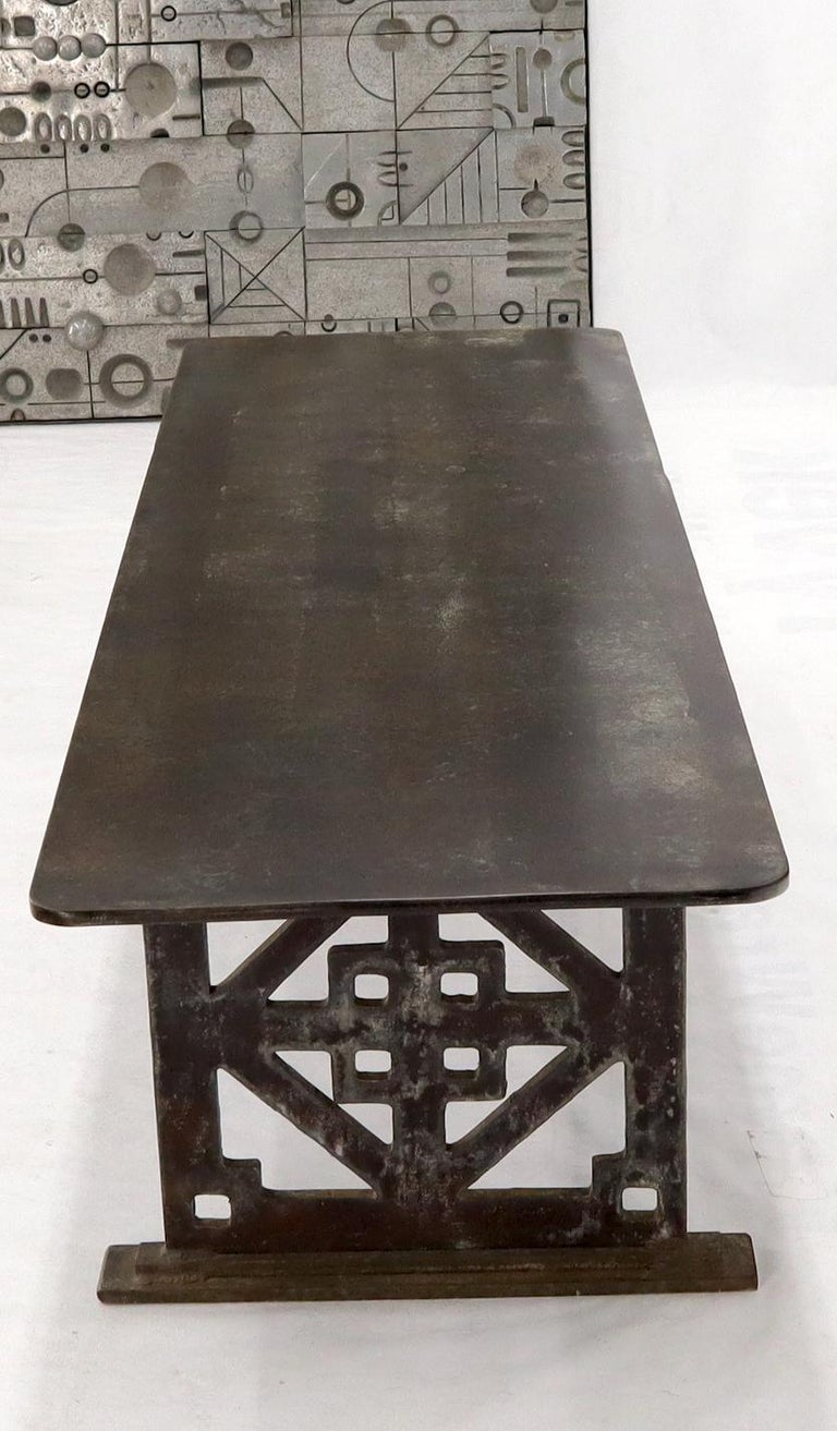 Thick Solid Steel Plate Top Pierced Base Coffee Table Steam Punk Coffee ...