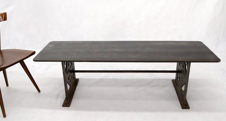 Thick Solid Steel Plate Top Pierced Base Coffee Table Steam Punk Coffee ...