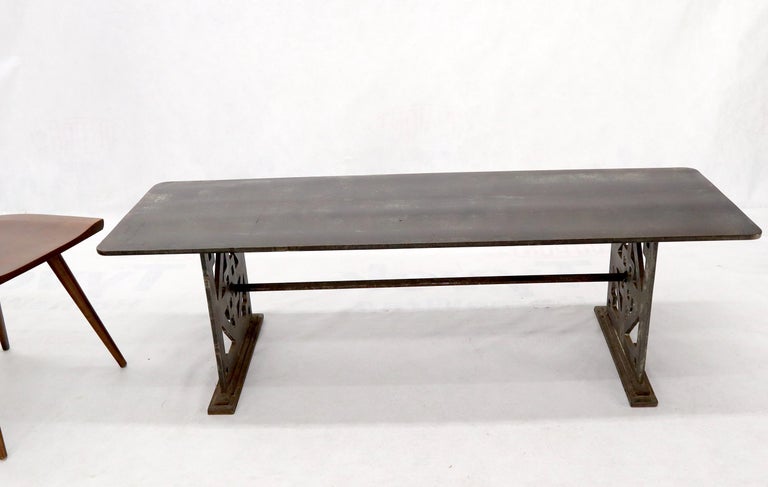Thick Solid Steel Plate Top Pierced Base Coffee Table Steam Punk Coffee ...