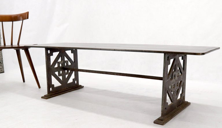 Thick Solid Steel Plate Top Pierced Base Coffee Table Steam Punk Coffee ...