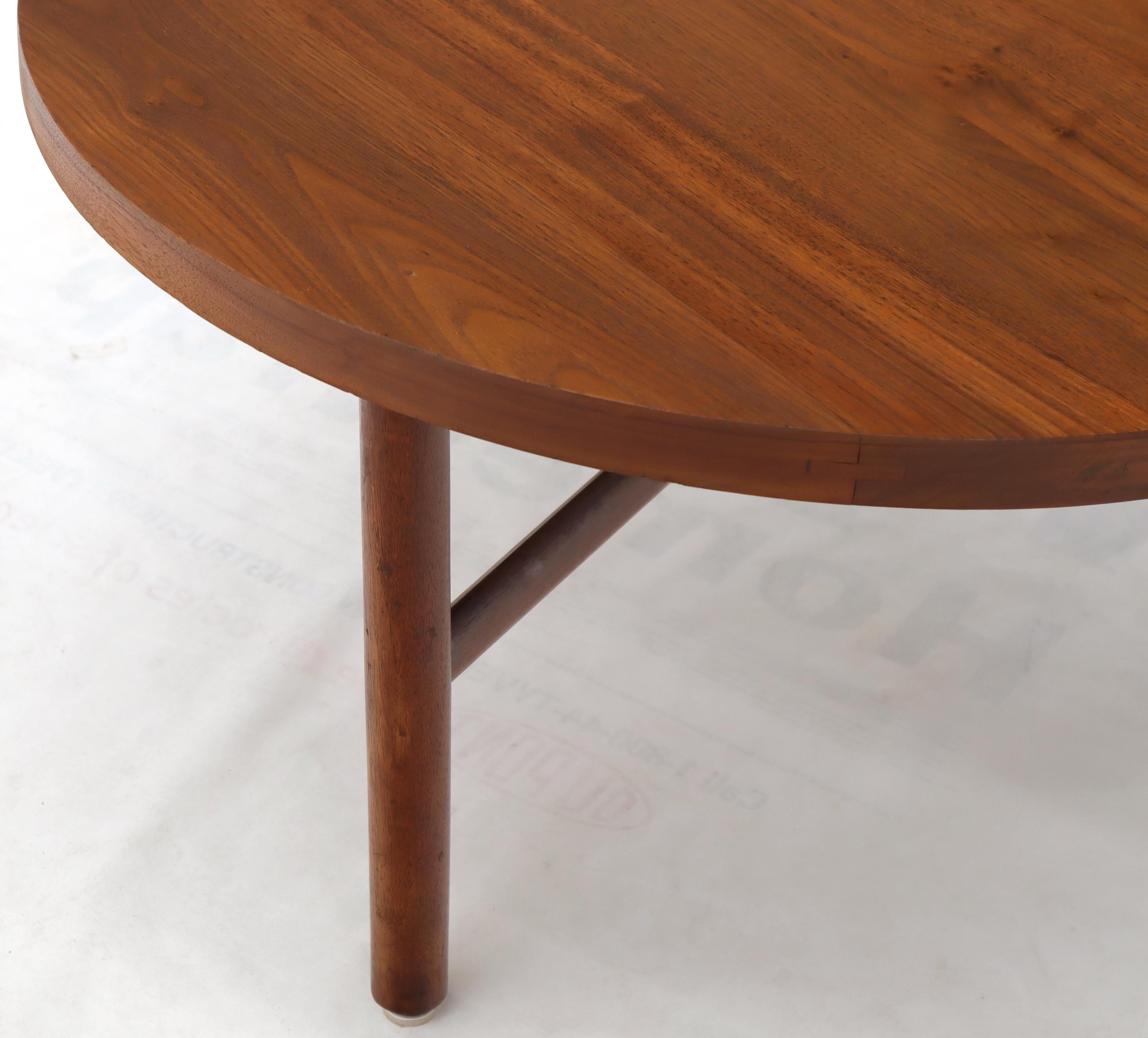 Thick Solid Teak Top Round Coffee Center Table at 1stDibs
