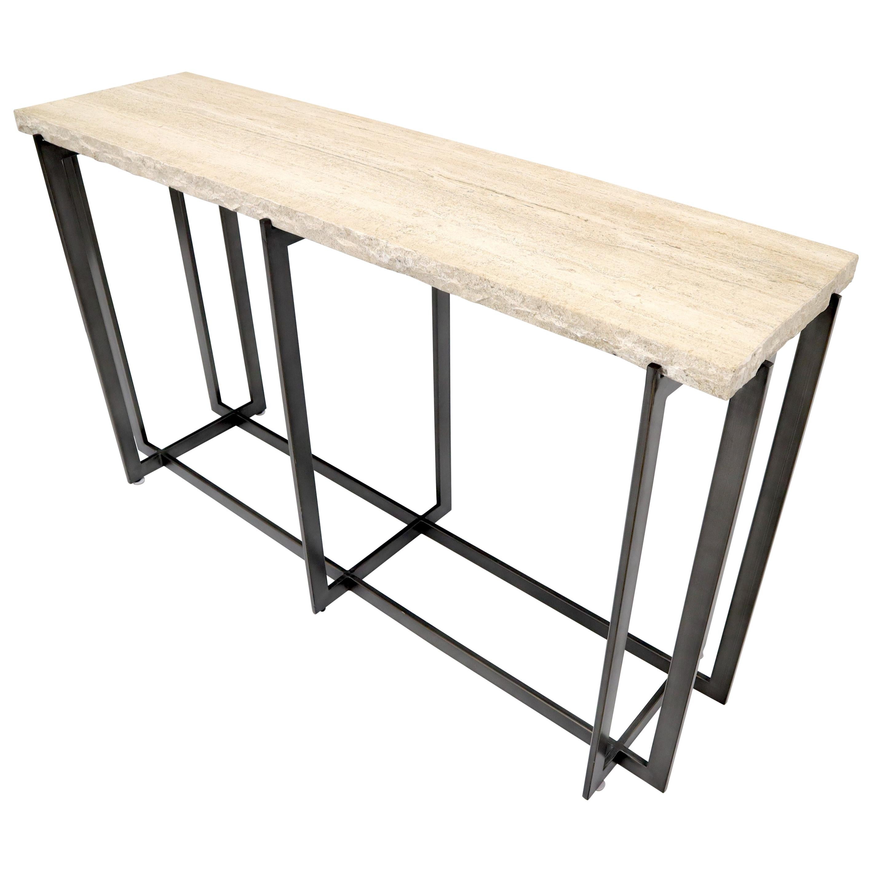 Modern Thick Glass Top Console Table on Marble Cylinder Shape Legs For ...