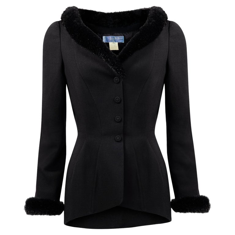 THIERRY MUGLER 1990s Hourglass Blazer With Faux Fur Trim For Sale at ...