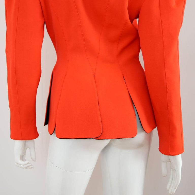THIERRY MUGLER 1990s Orange Blazer With Velvet Lined Lapels and Zipper ...