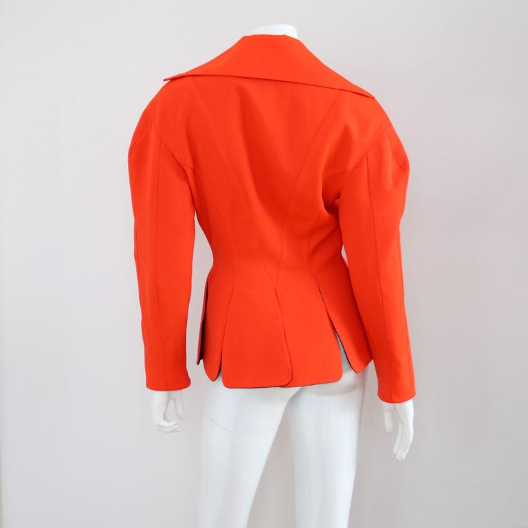 THIERRY MUGLER 1990s Orange Blazer With Velvet Lined Lapels and Zipper ...