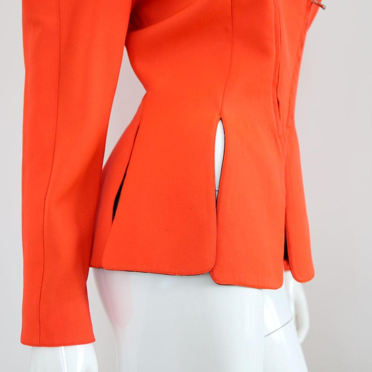 THIERRY MUGLER 1990s Orange Blazer With Velvet Lined Lapels and Zipper ...